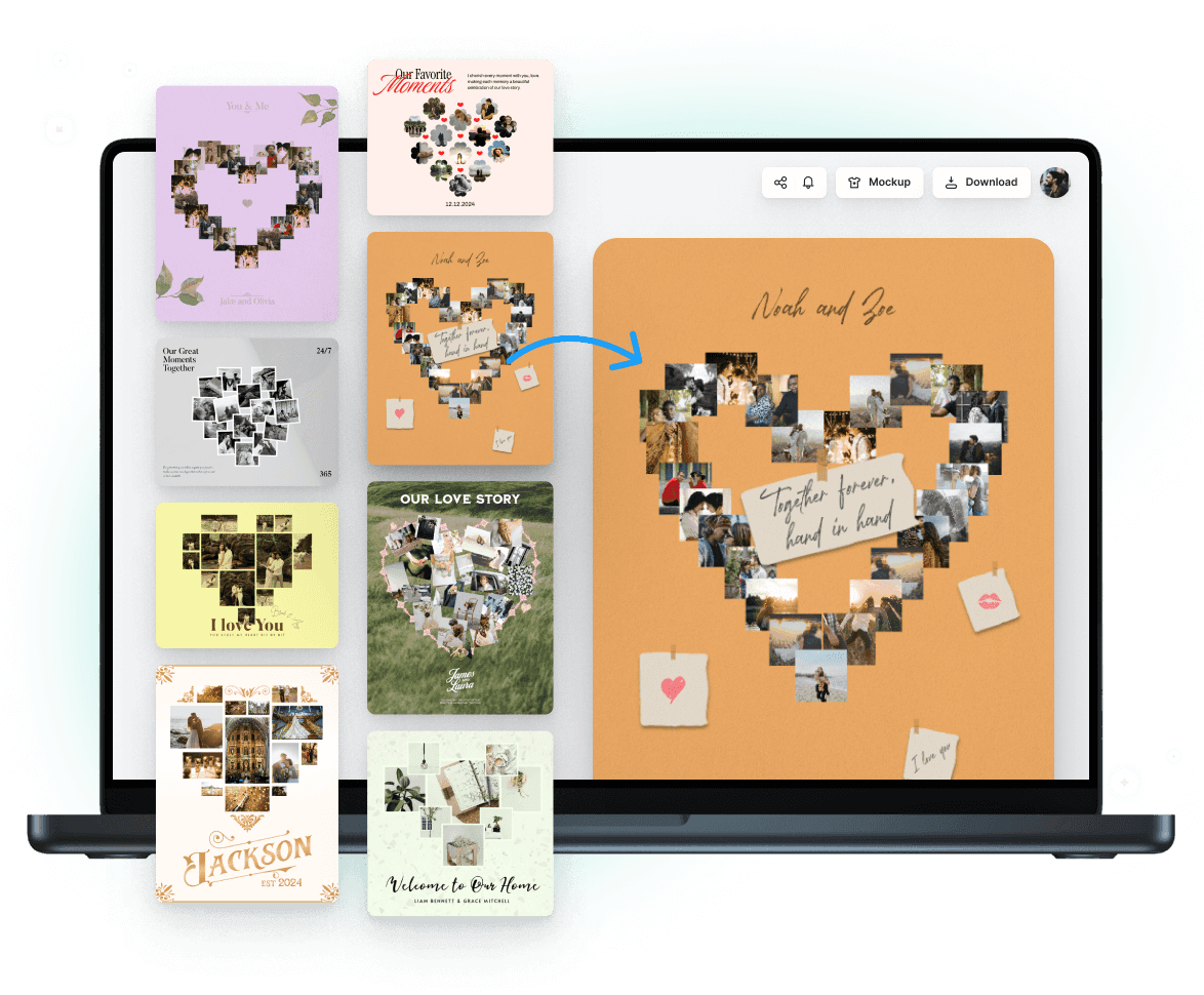 Free Heart Collage Maker: Design Heart-Shaped Photo Collages